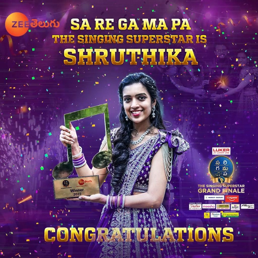 Shruthika Is Saregamapa Telugu 2022 Winner , Zee Telugu